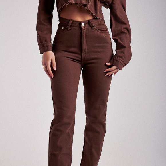 Meshki | Jeans | Meshki Pia Split Side Wide Leg Jean Chocolate | Poshmark